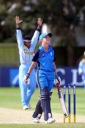 Dejected England captain Clare Connor after being out for 23 ...