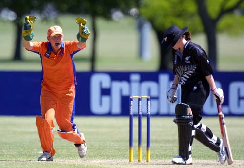 Milburn celebratesthe wicket of Emily Drumm | ESPNcricinfo.com