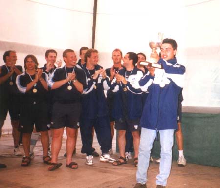 Argentina A captain Billy MacDermott with the trophy + team mates and ...
