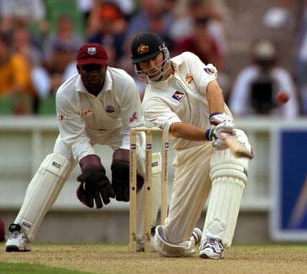 Steve Waugh batting his way to an undefeated 98 on the first day ...