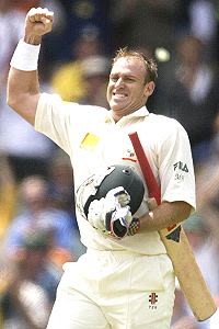 Hayden celebrates his century | ESPNcricinfo.com