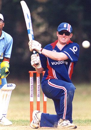 Nathan Foy wallops the ball during his 152 not out against India ...