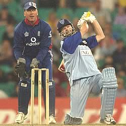Steve Waugh hits a six, New South Wales v England XI, 2002/03 ...