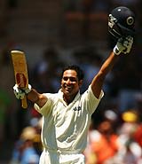 Laxman celebrates his century | ESPNcricinfo.com
