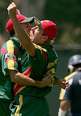 Damien Wright celebrates the run-out of Graeme Rummans | ESPNcricinfo.com